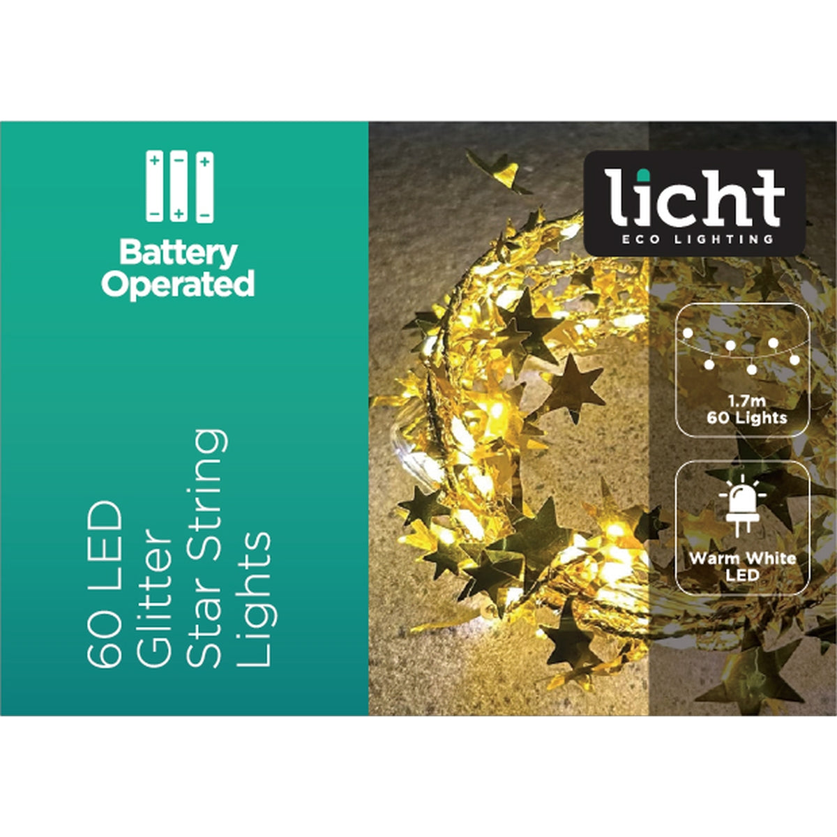 LED Star String Lights Glitter 3 Assorted – Red Dot